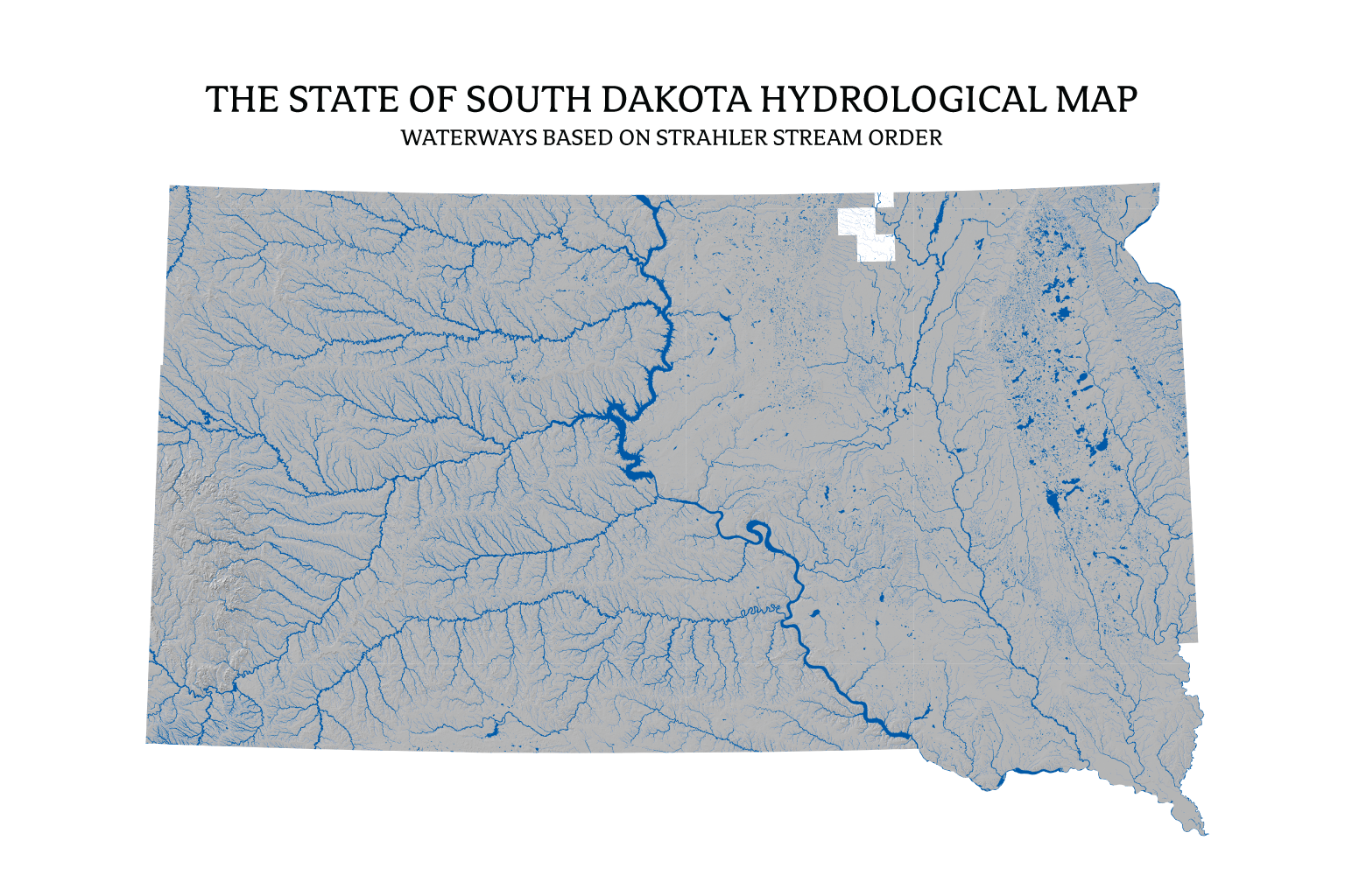 South Dakota- Rivers & Lakes Map - US River Maps