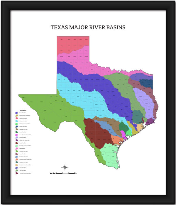 Texas- Rivers & Lakes Map - US River Maps