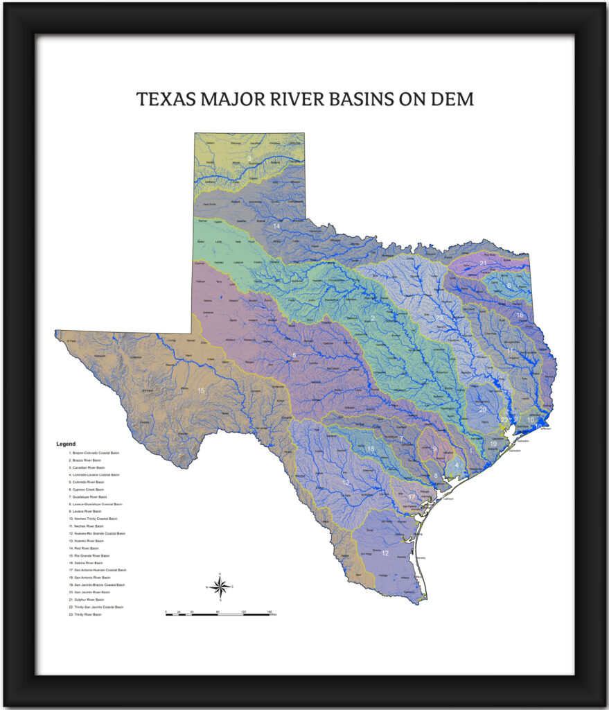 Texas River Basins - US River Maps