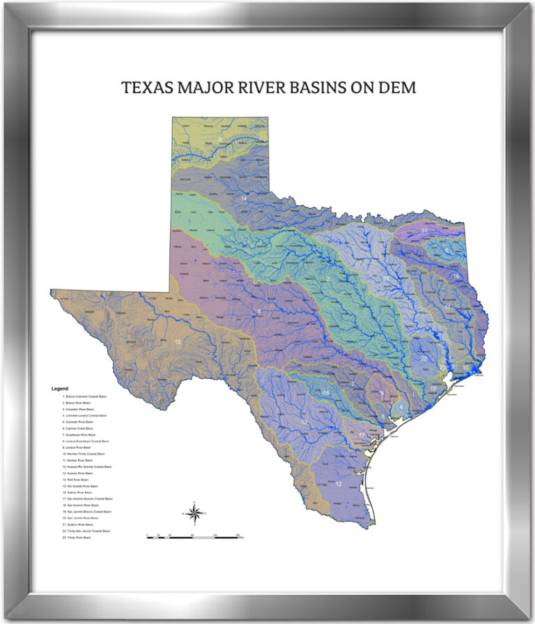 Texas River Basins - US River Maps